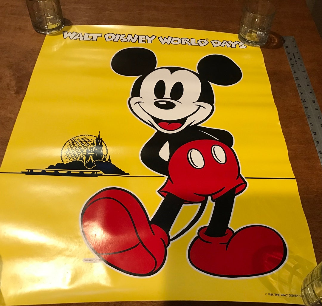 Vintage 1980 Mickey Mouse Poster From Walt Disney World, Florida - Etsy