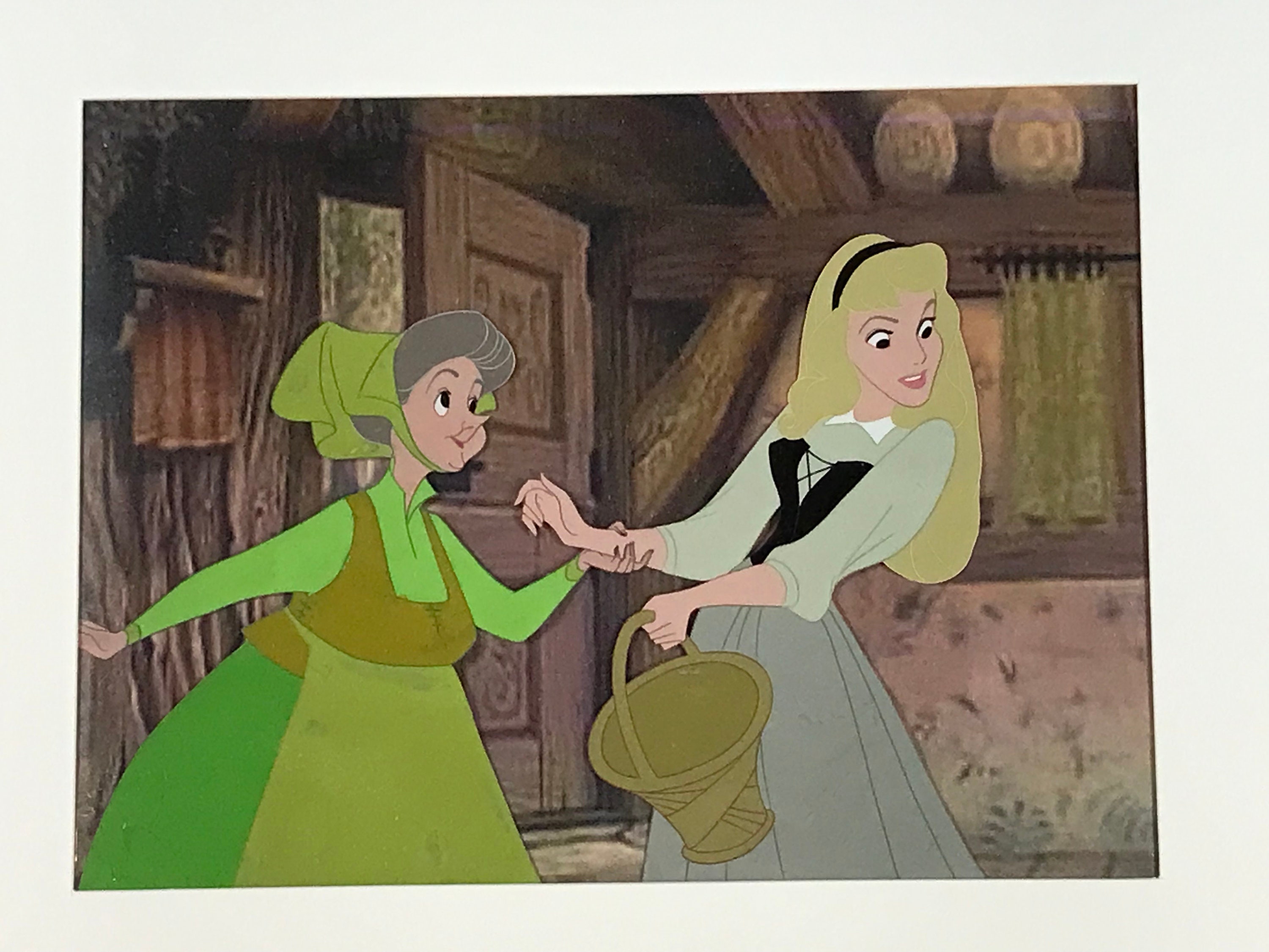Vintage Animation Production Cel Setup Sleeping Beauty Hand Inked Gold