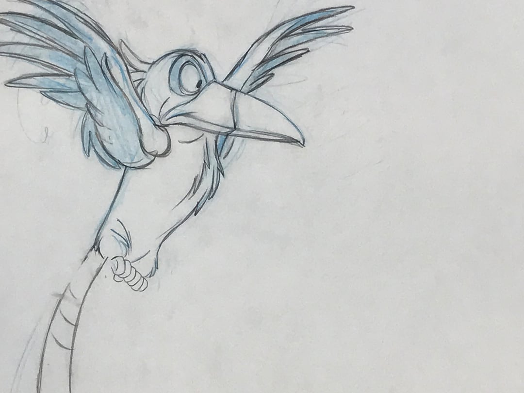 Vintage Vintage Animation Production Drawing - Blue and Black Pencil ...