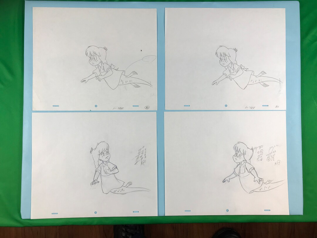 Animation Production Drawings Set of 4 Mermaid Girl - Etsy