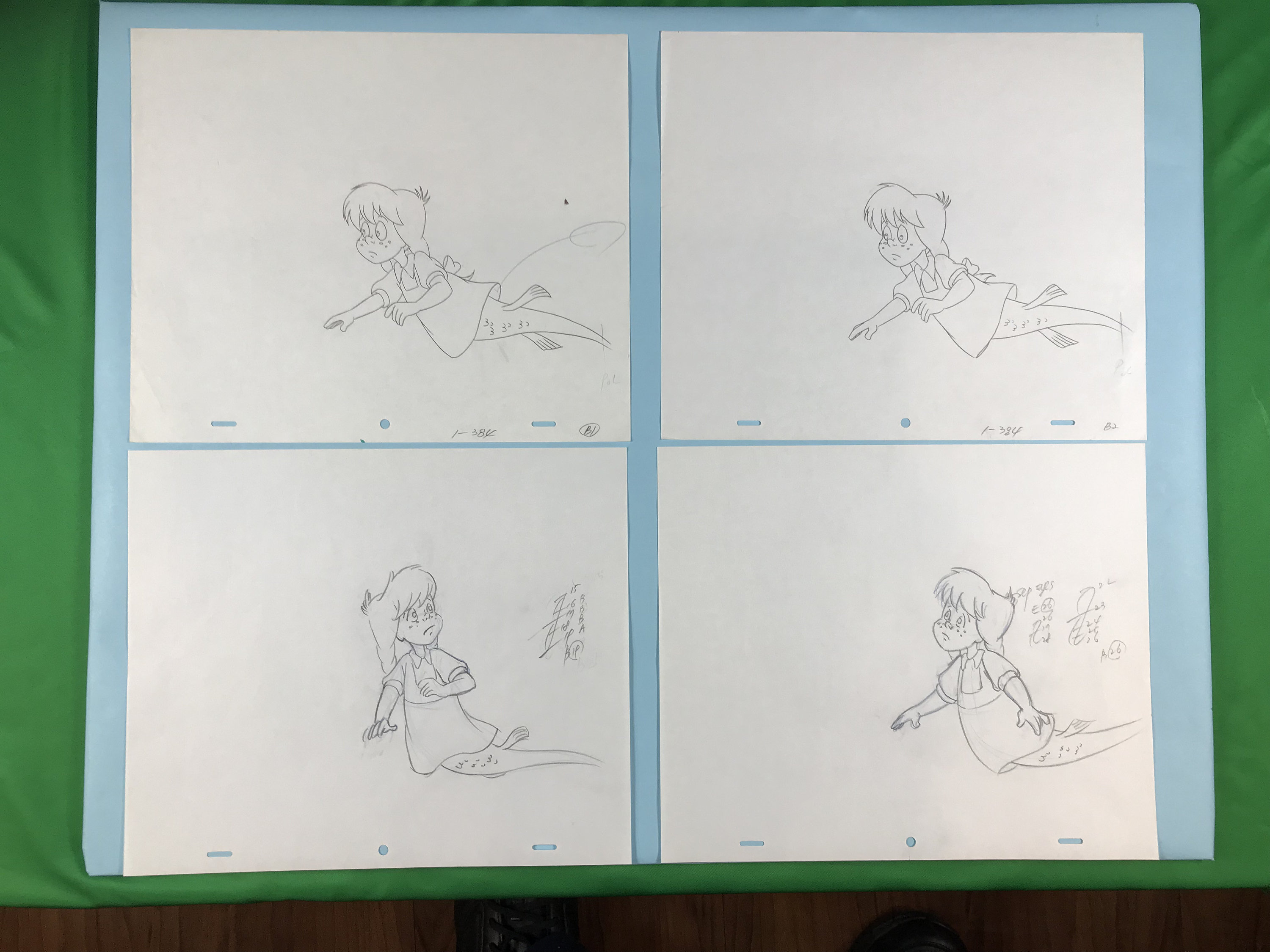 Animation Production Drawings Set of 4 Mermaid Girl - Etsy