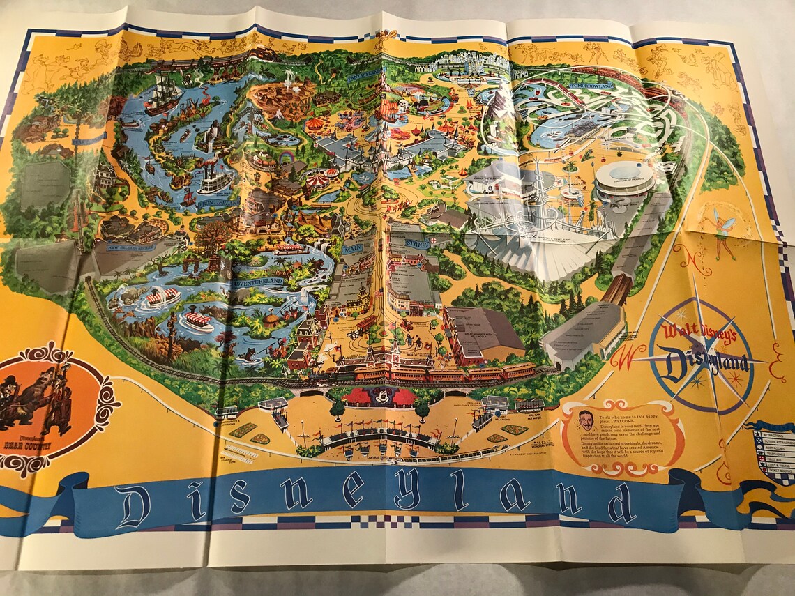 Vintage Disneyland Map - Vintage 68-72 of Disneyland in Anaheim ...