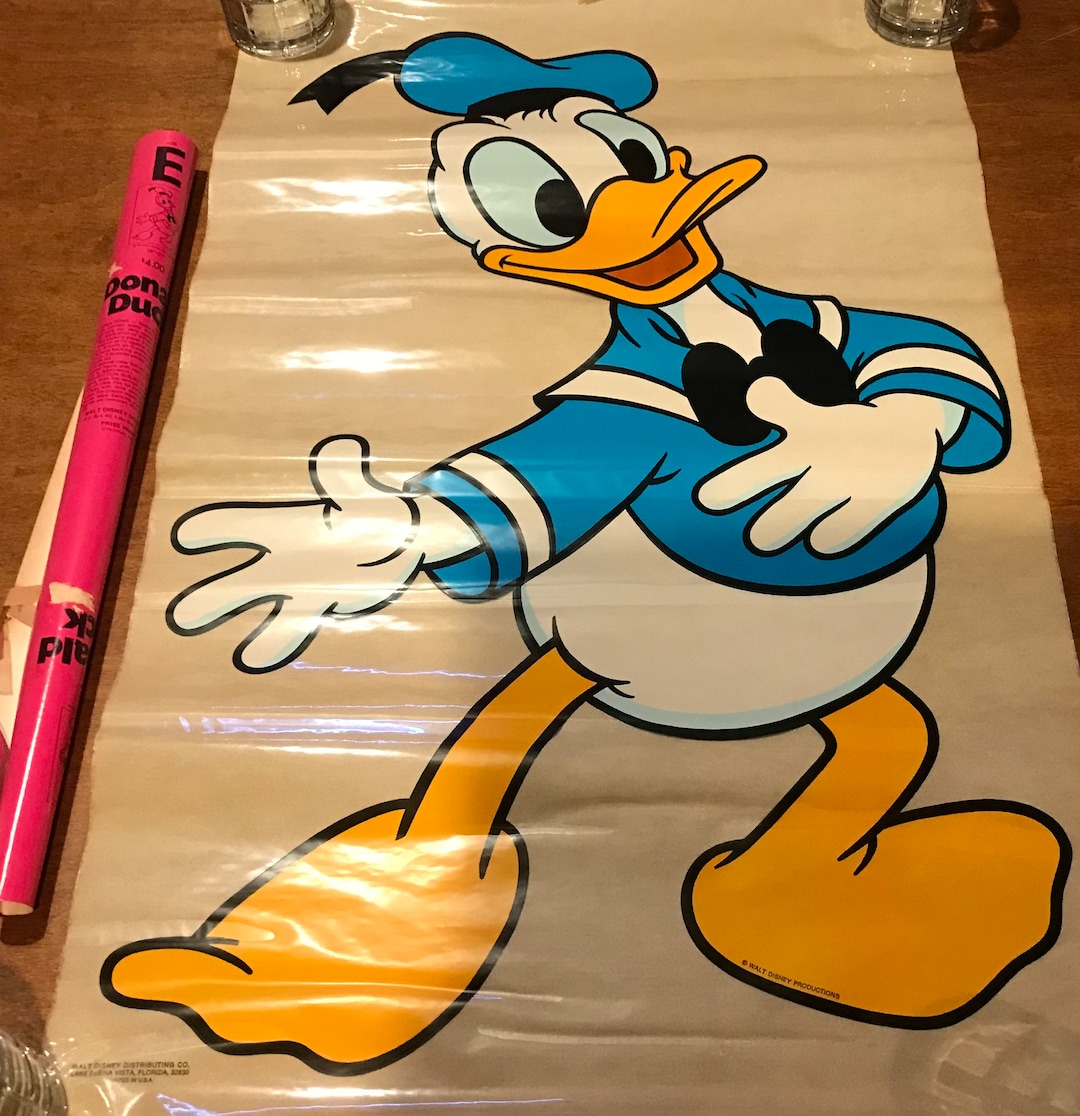 Vintage Walt Disney Donald Duck Huge Vinyl Wall Sticker - Vintage 1970 ...