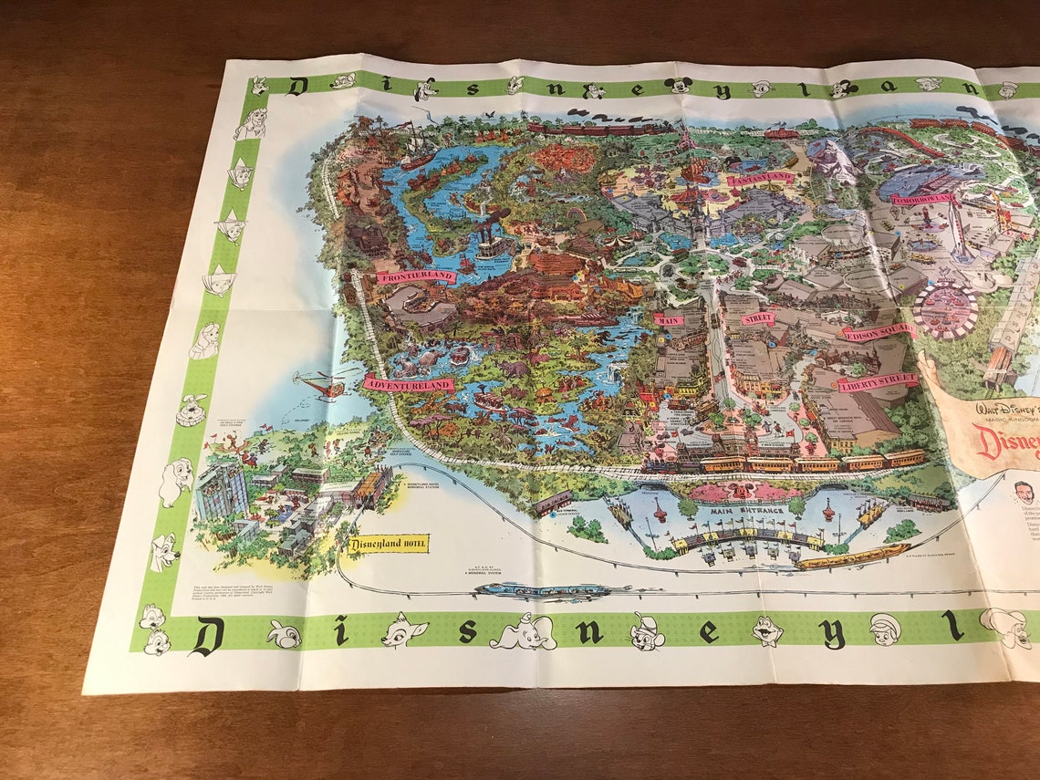 Vintage DISNEYLAND MAP Vintage 1964 Map of Disneyland in - Etsy