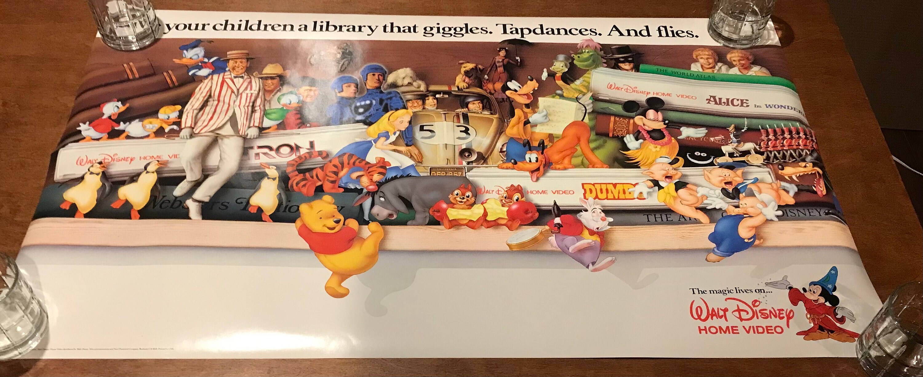 Vintage Walt Disney Home Video Poster Give Your Children A Library ...