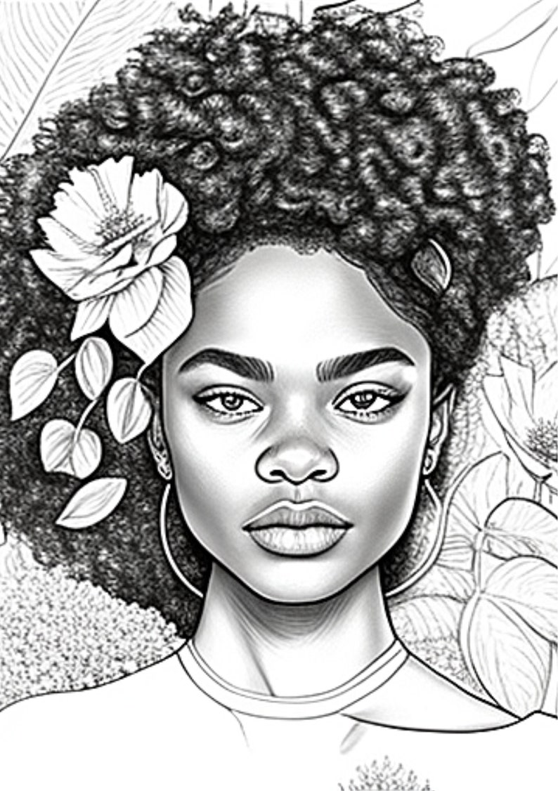 10 Printable Coloring Book for Adults L Woman and Flowers / Empowerment ...