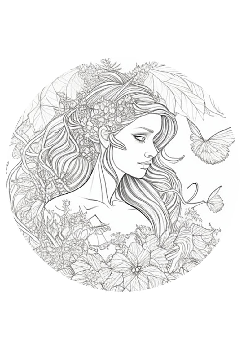 10 Printable Coloring Book for Adults L Woman and Flowers / Empowerment ...