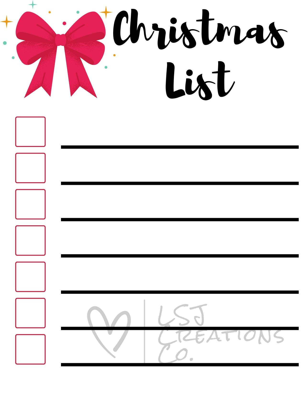 Printable Digital Christmas List Check off List. - Etsy