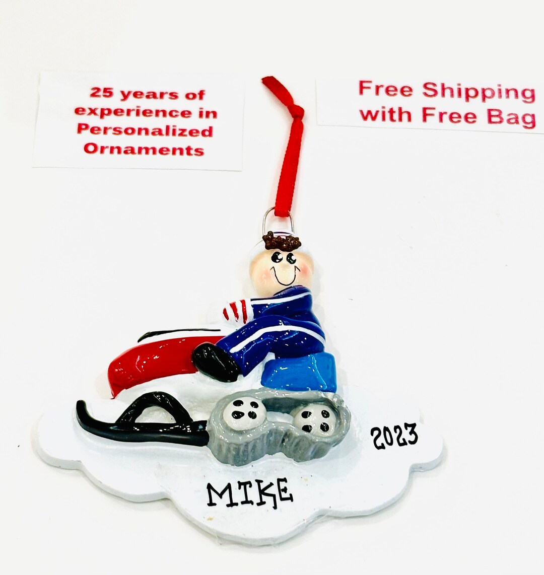 Personalized Snowmobile Christmas Ornament. Free Personalization, Free ...