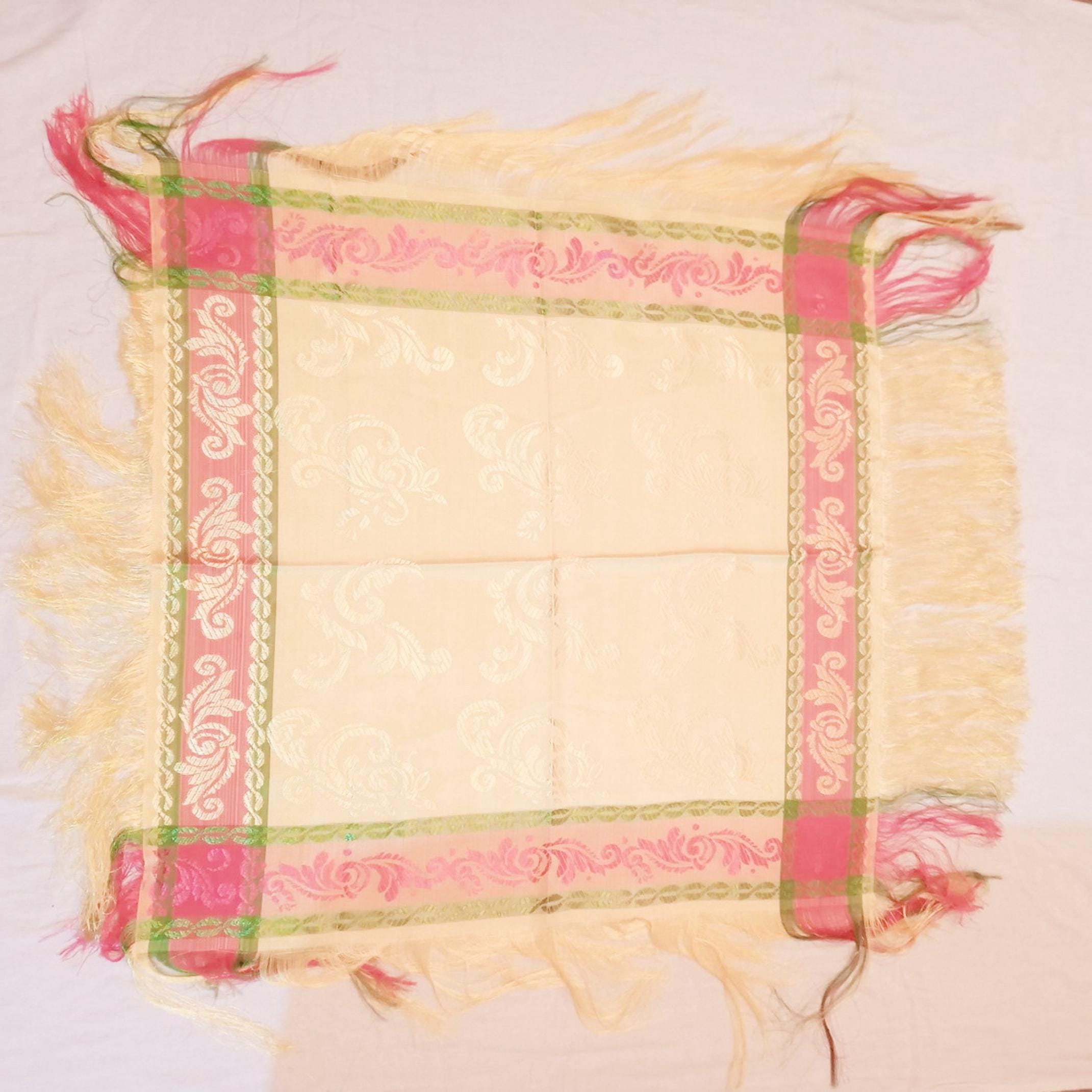 Floral Silk Scarf: Moroccan Berber Handmade Fringed Head Wrap - Etsy
