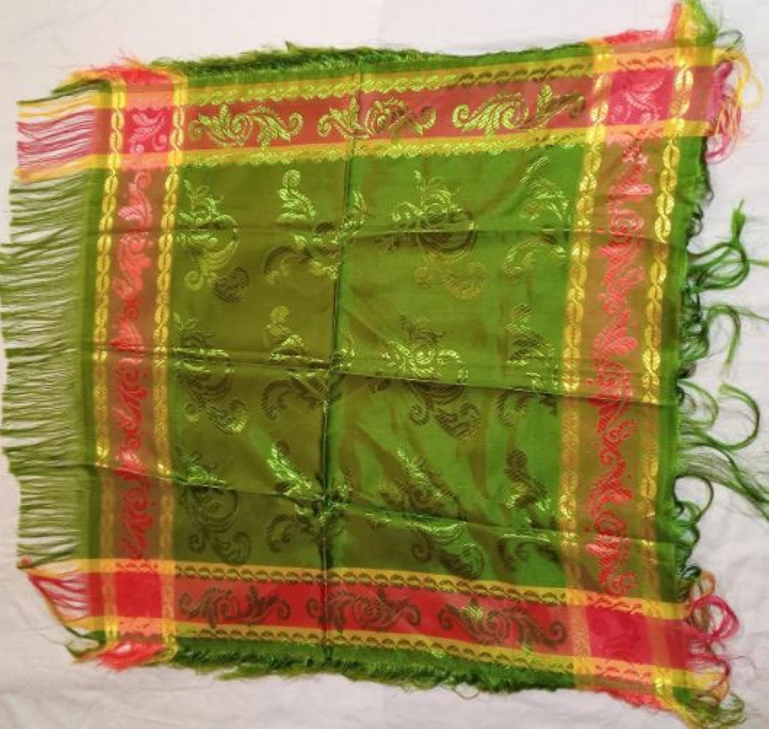 Green Silk Berber Scarf: Moroccan Floral Headwrap, Ethnic Turban - Etsy