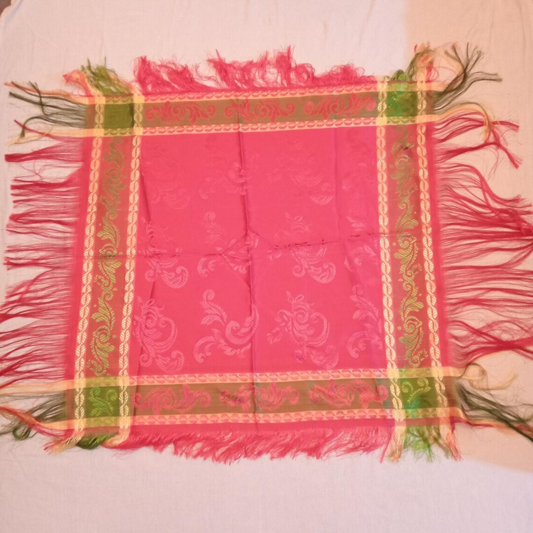 Red Floral Silk Scarf, Moroccan Nomad Turban for Women, Tribal Head ...