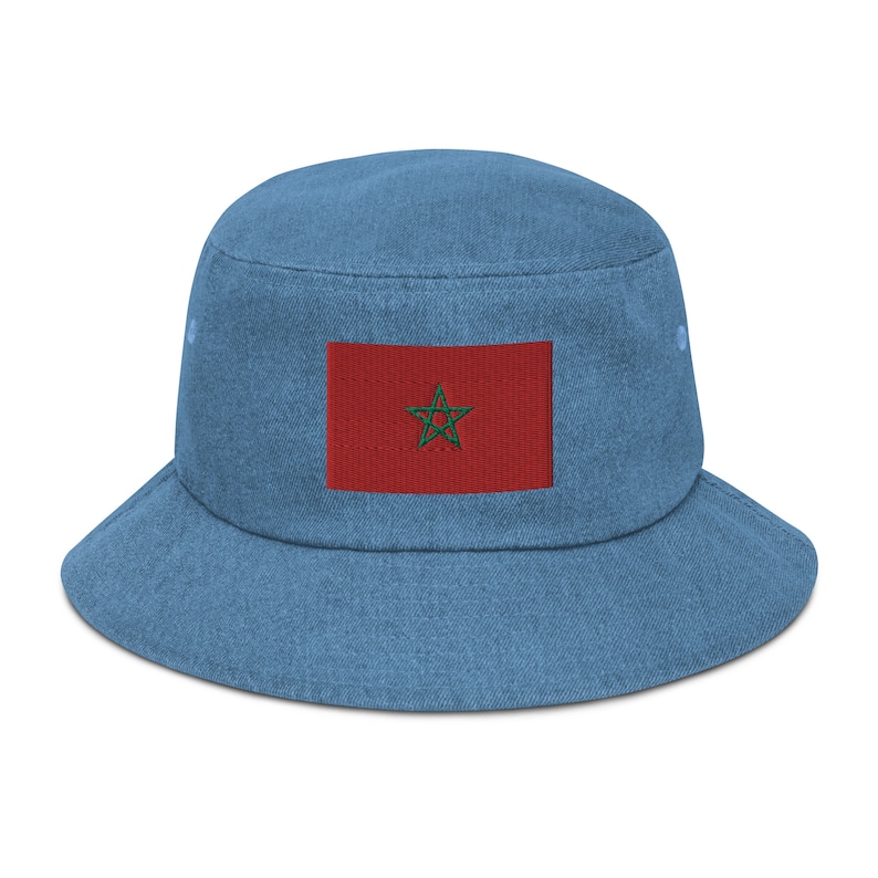 Denim Bucket Hat, Cap Snapback Hat Cap, Moorish Flag Morocco Moor ...