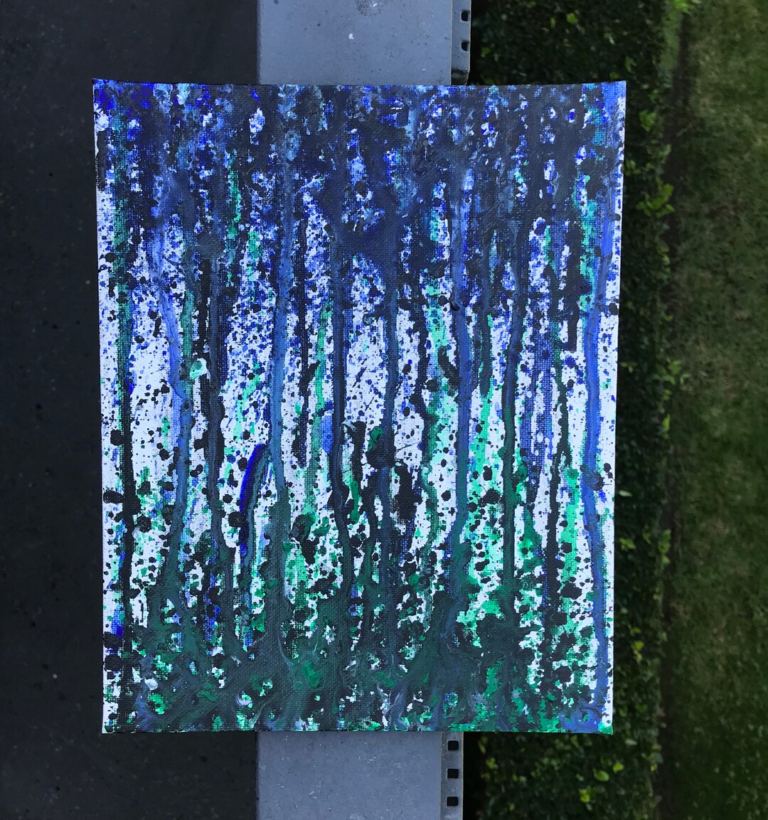 Blue, Green, and Black Splatter Painting - Etsy