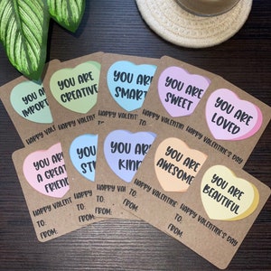 Conversation Heart Valentines Cards, Positive Affirmation Valentines ...