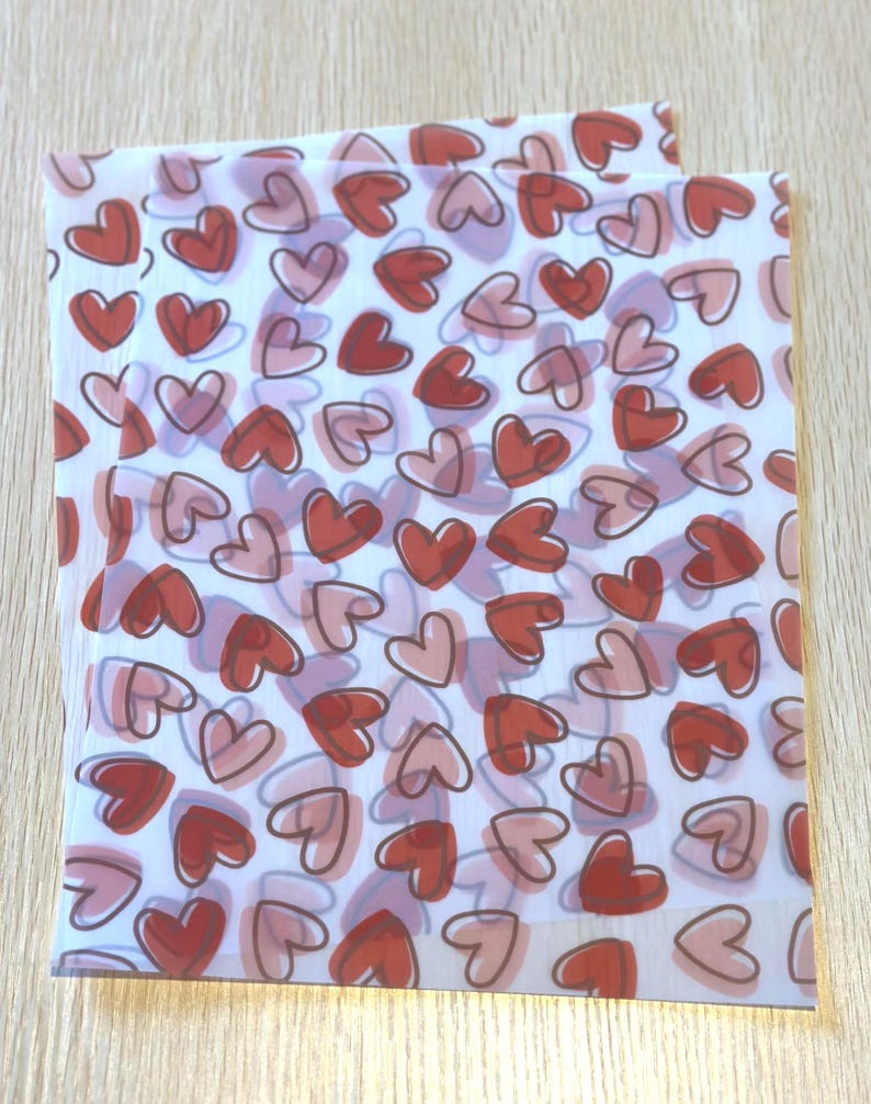 Heart Print Vellum Paper, Letter Size Vellum Paper, Printed Pattern ...