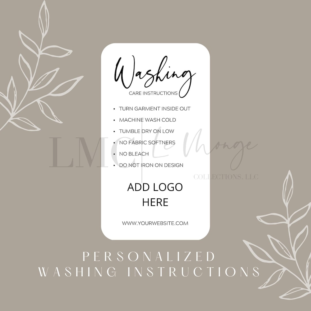 Washing Care Instructions Cards, Tshirt Care Instruction Card, Printed ...