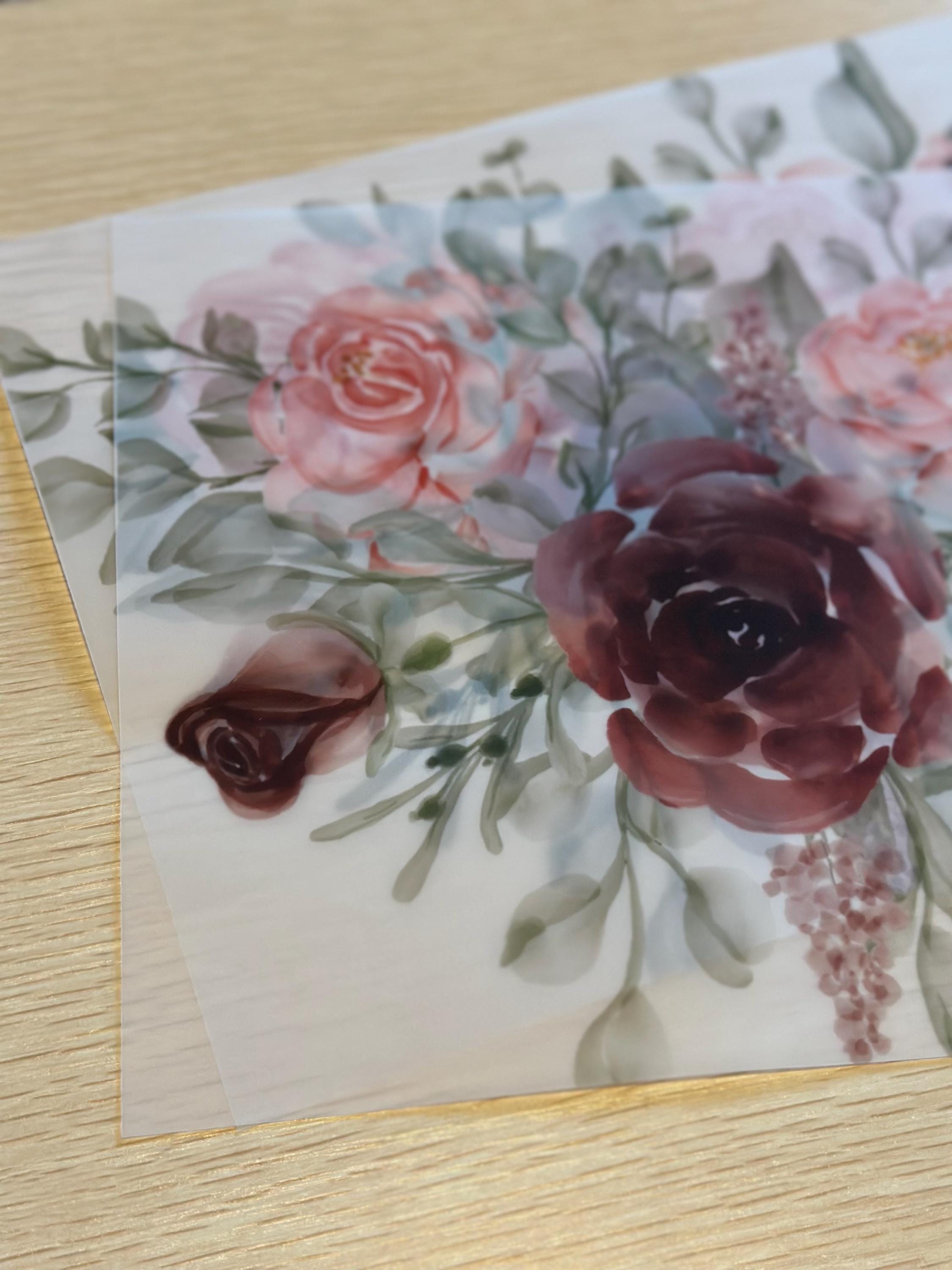 Floral Vellum Paper, DIY Vellum Invitation Paper, Printed Floral ...