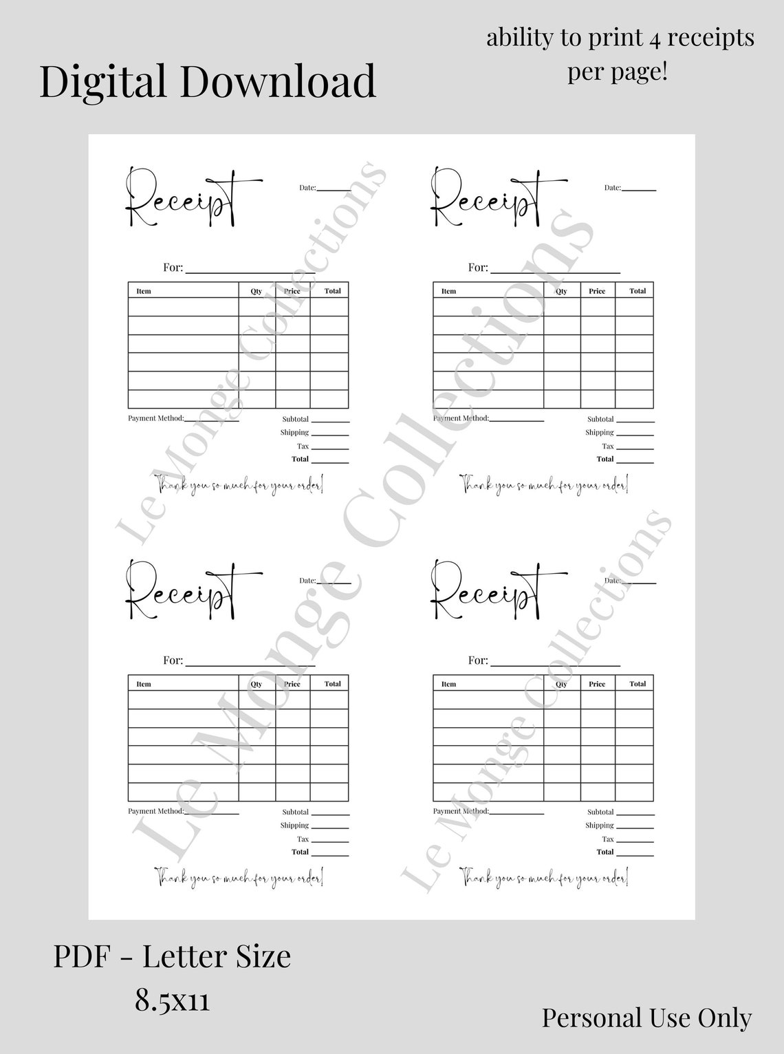 Small Business Receipts Digital Download Receipts for Small - Etsy