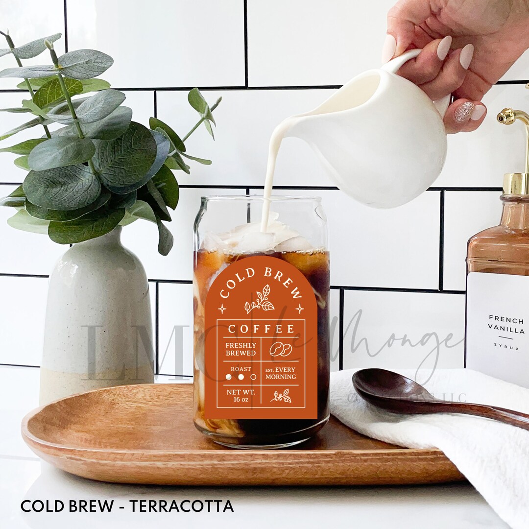 Cold Brew Decal Bundle, 16oz Cold Brew Label Decal, Iced Coffee Vinyl ...