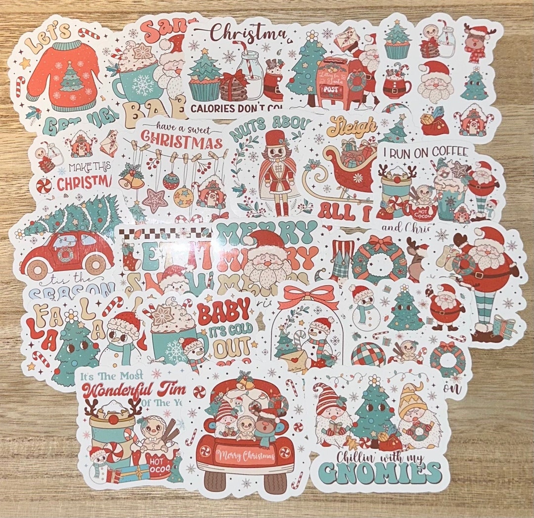 Christmas Sticker Pack, Holiday Sticker Pack, Waterproof Vinyl Sticker ...