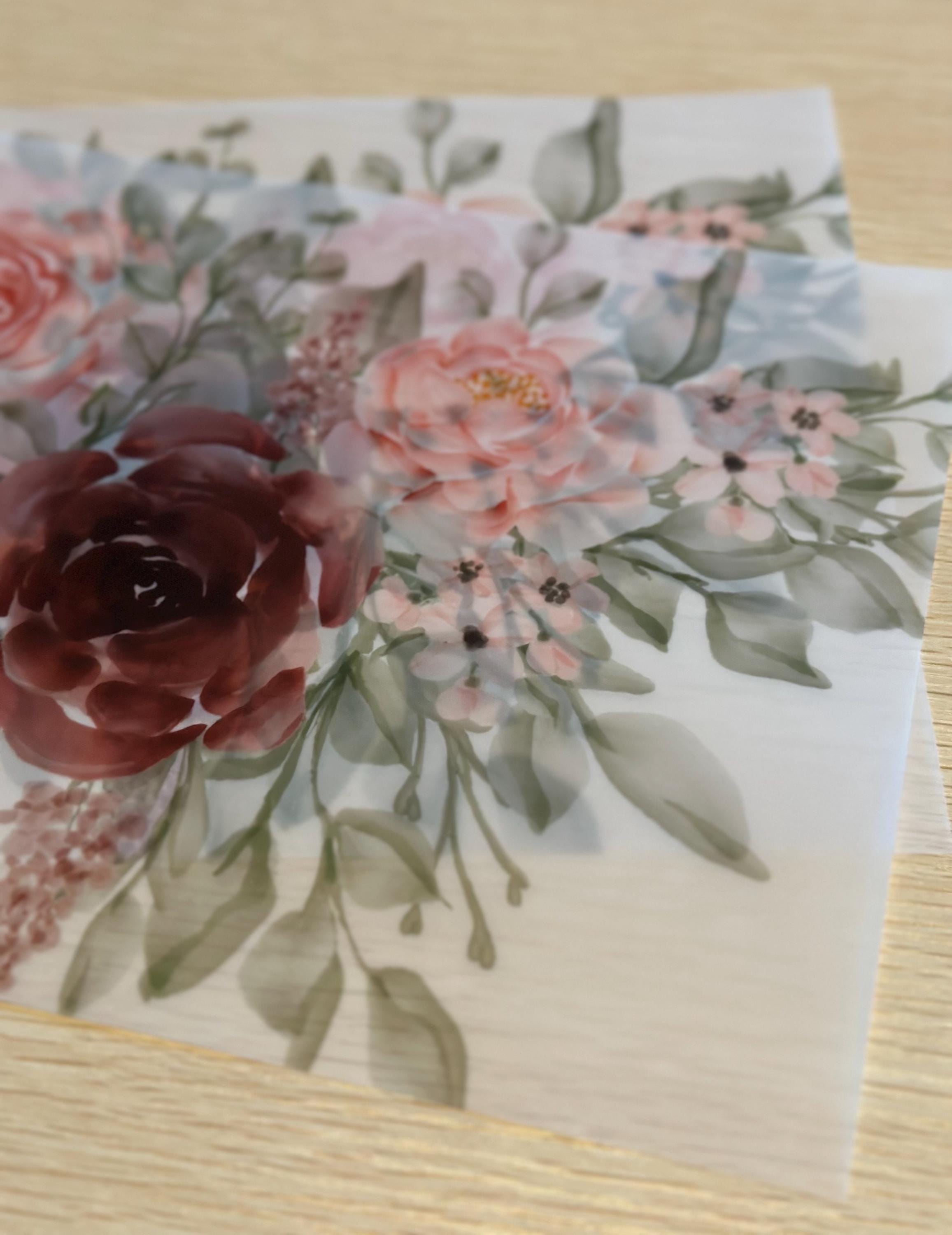 Floral Vellum Paper, DIY Vellum Invitation Paper, Printed Floral ...