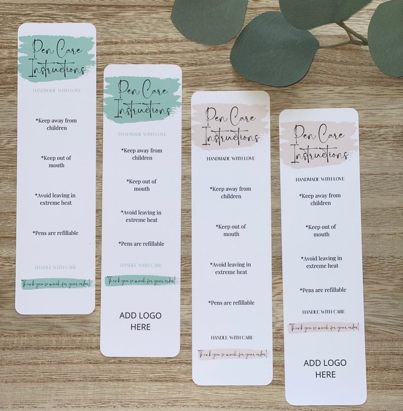 Printed Beaded Pen Care Card, Epoxy Pen Card, Glitter Pen Care Card ...