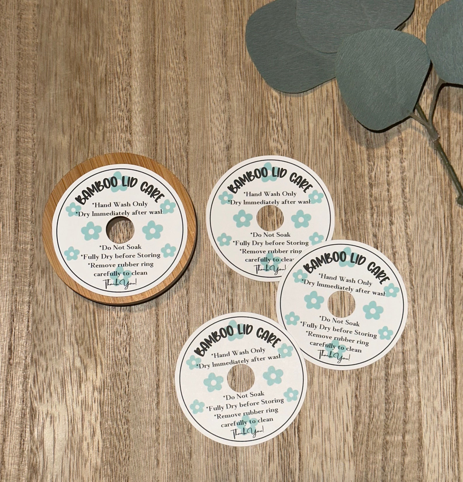 Printed Bamboo Lid Care Cards | Bamboo Lid Care Instruction Cards ...