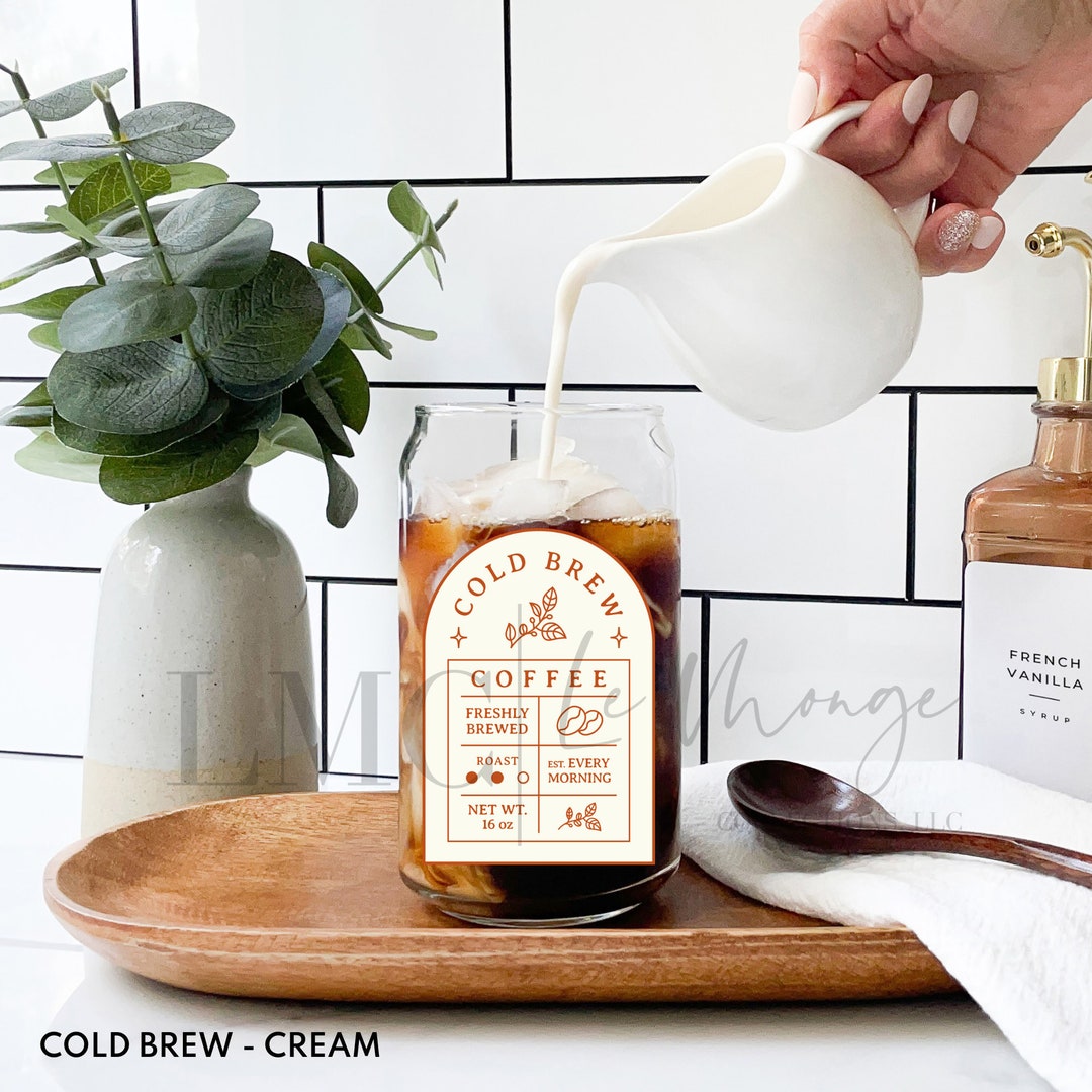 16oz Cold Brew Label Decal, Iced Coffee Vinyl Decal, Permanent Vinyl ...
