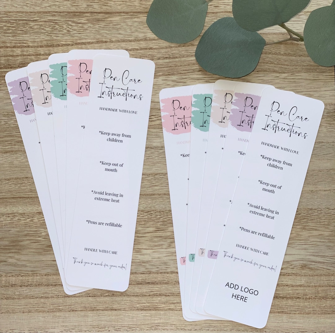 Printed Beaded Pen Care Card, Epoxy Pen Card, Glitter Pen Care Card ...