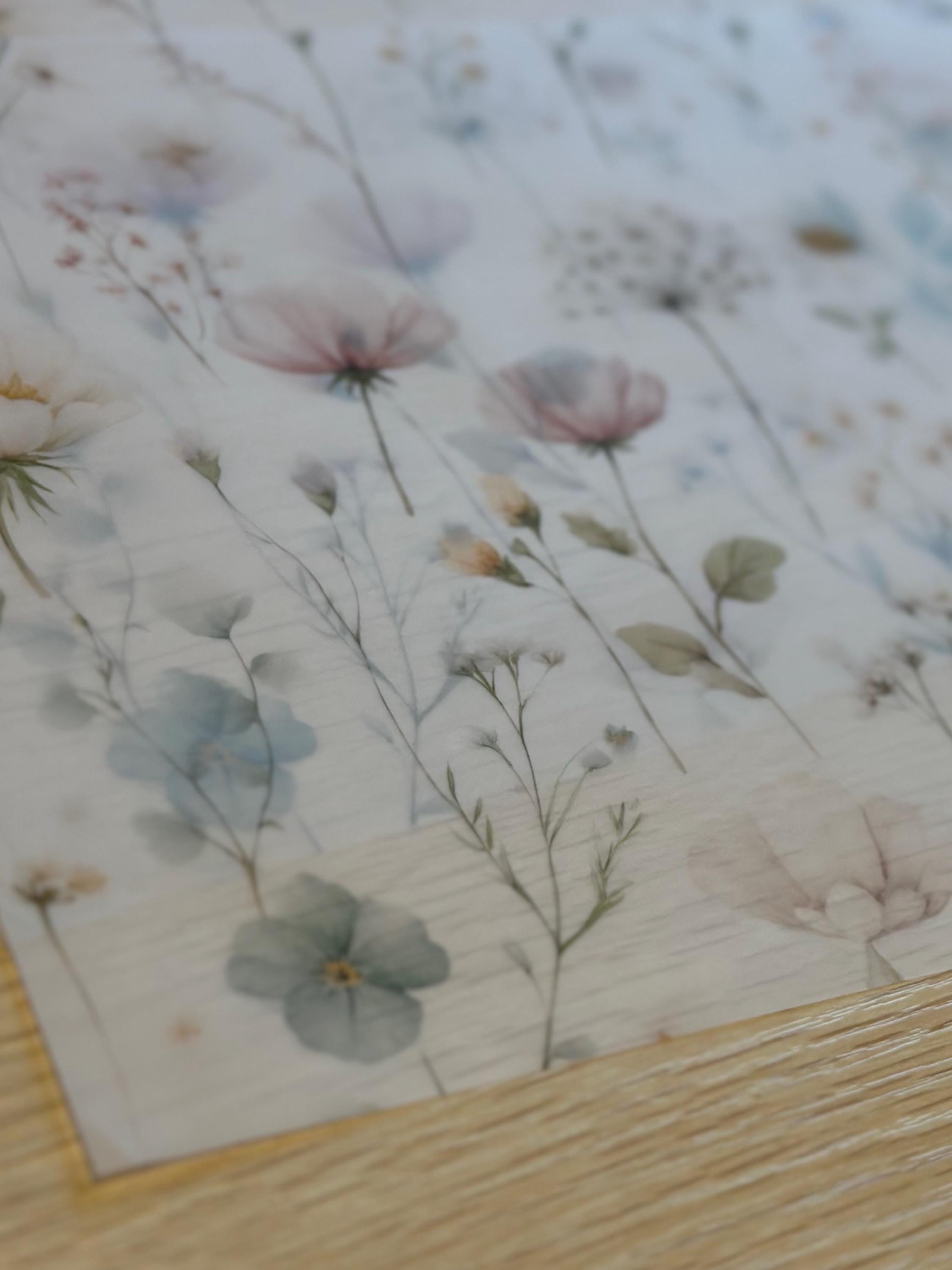 Floral Vellum Paper, DIY Vellum Invitation Paper, Printed Floral ...