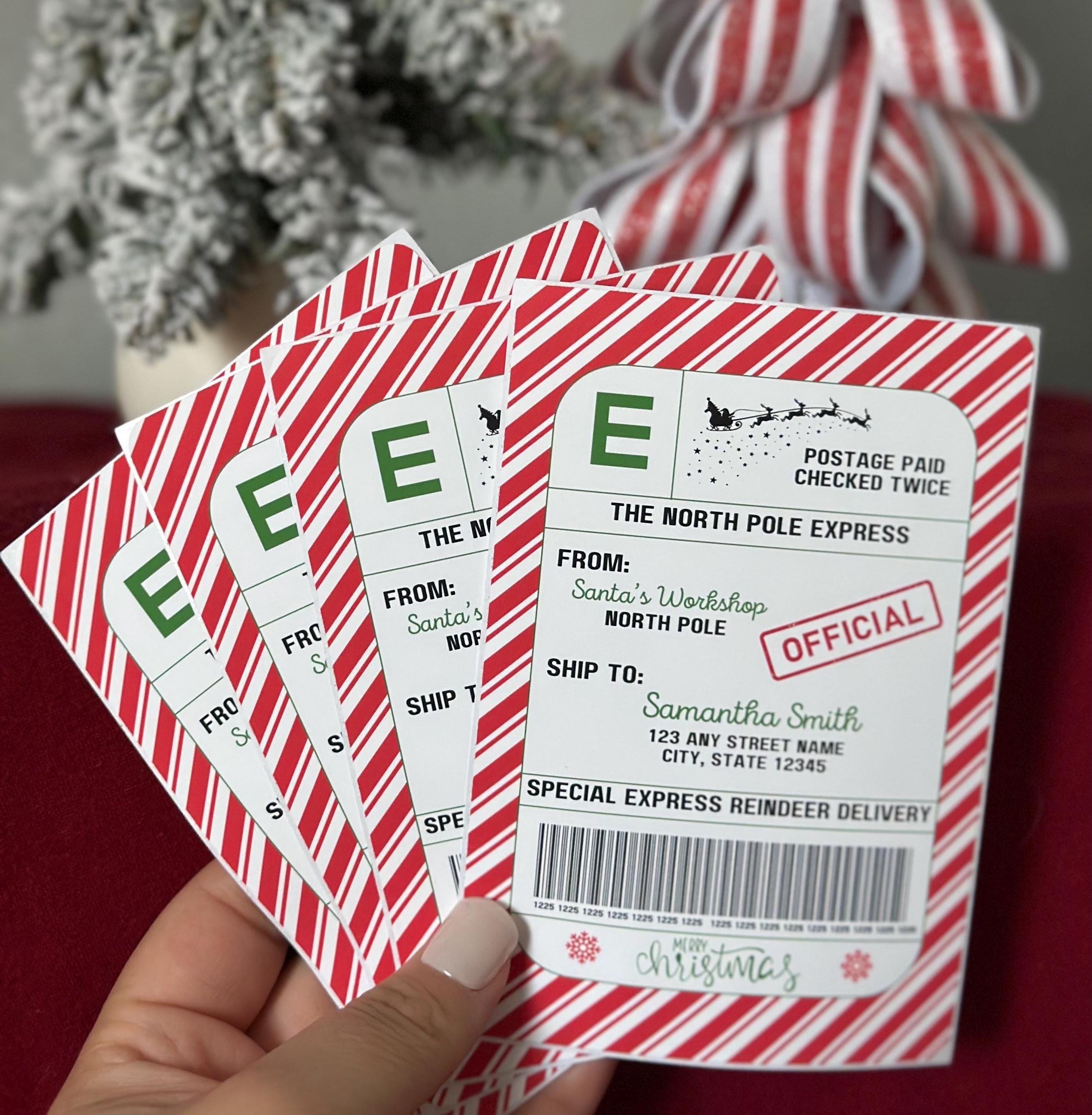 Custom Santa Shipping Label, Personalized Elf Delivery Shipping Label ...
