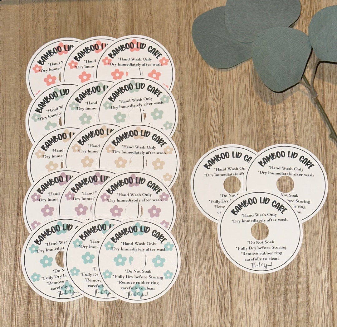 Printed Bamboo Lid Care Cards | Bamboo Lid Care Instruction Cards ...