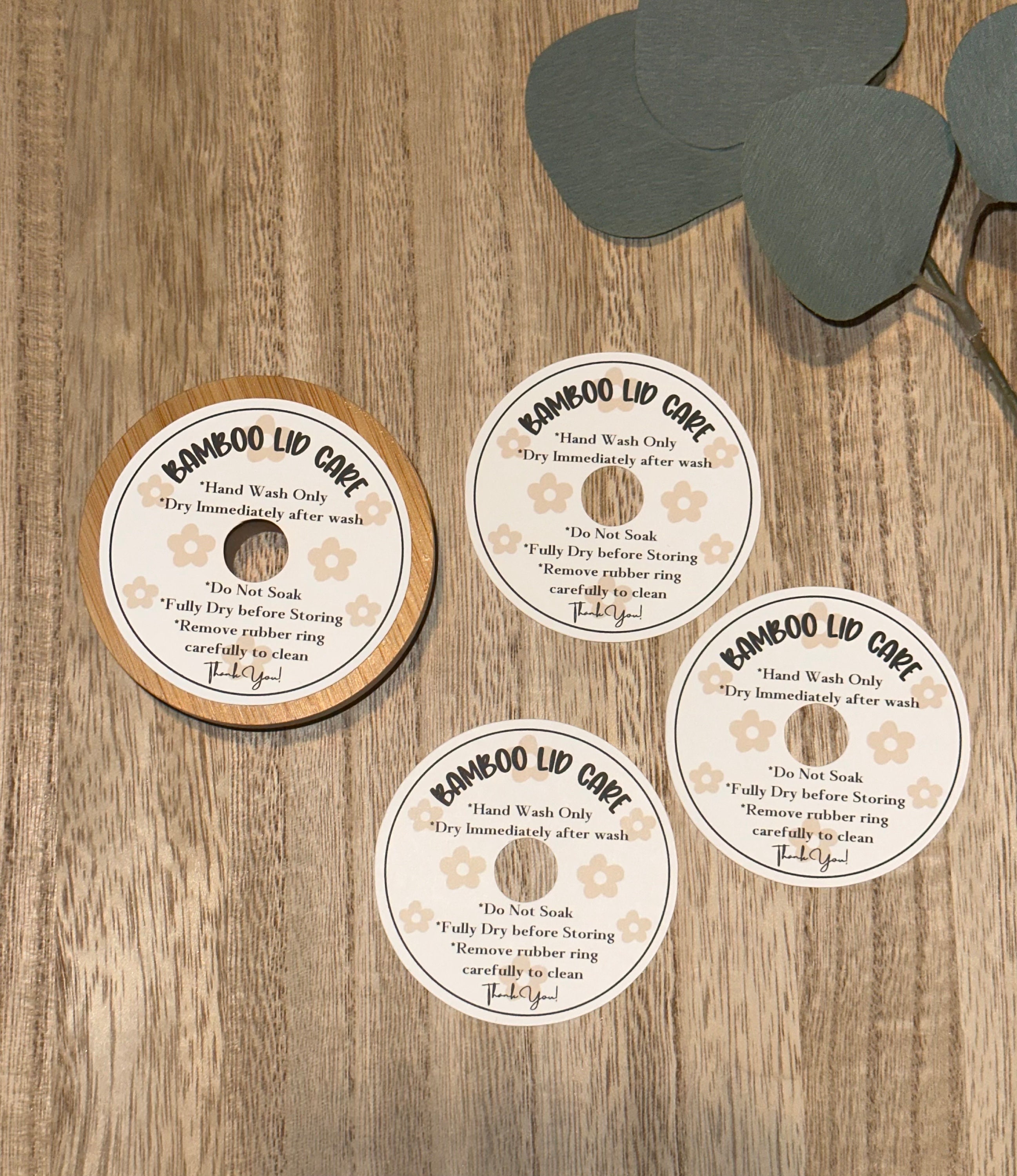 Printed Bamboo Lid Care Cards | Bamboo Lid Care Instruction Cards ...