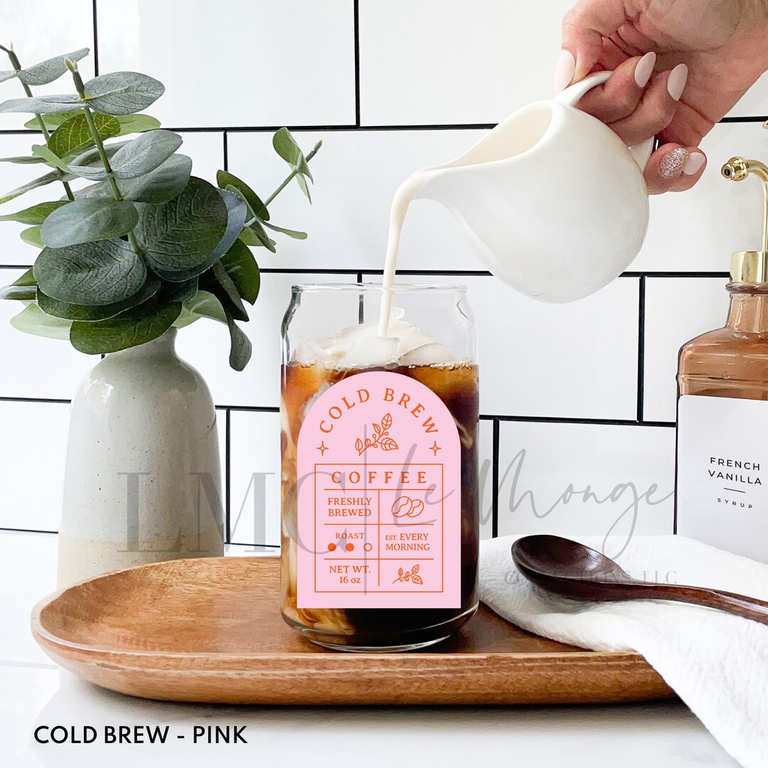 16oz Cold Brew Label Decal, Iced Coffee Vinyl Decal, Permanent Vinyl ...