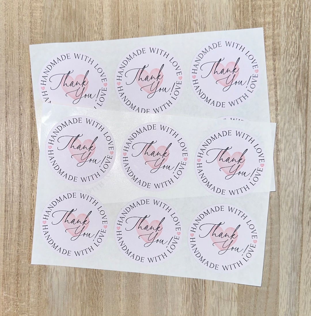 Handmade With Love Stickers, Thank You Stickers, Coquette Thank You ...
