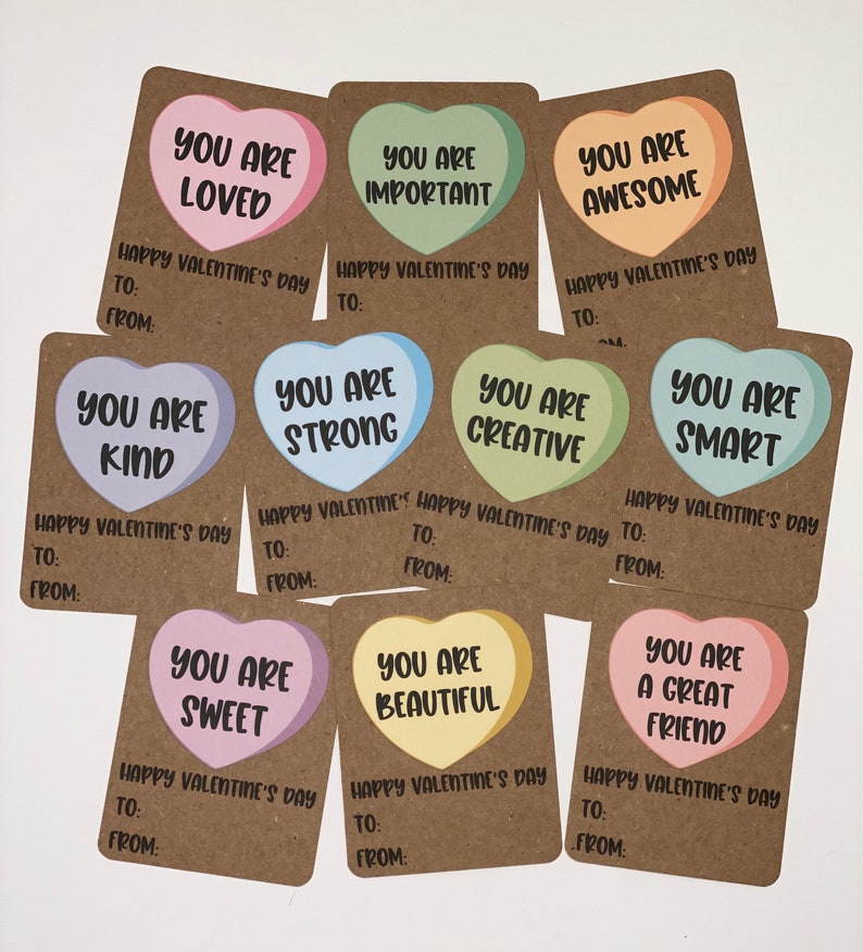Conversation Heart Valentines Cards Positive Affirmation - Etsy