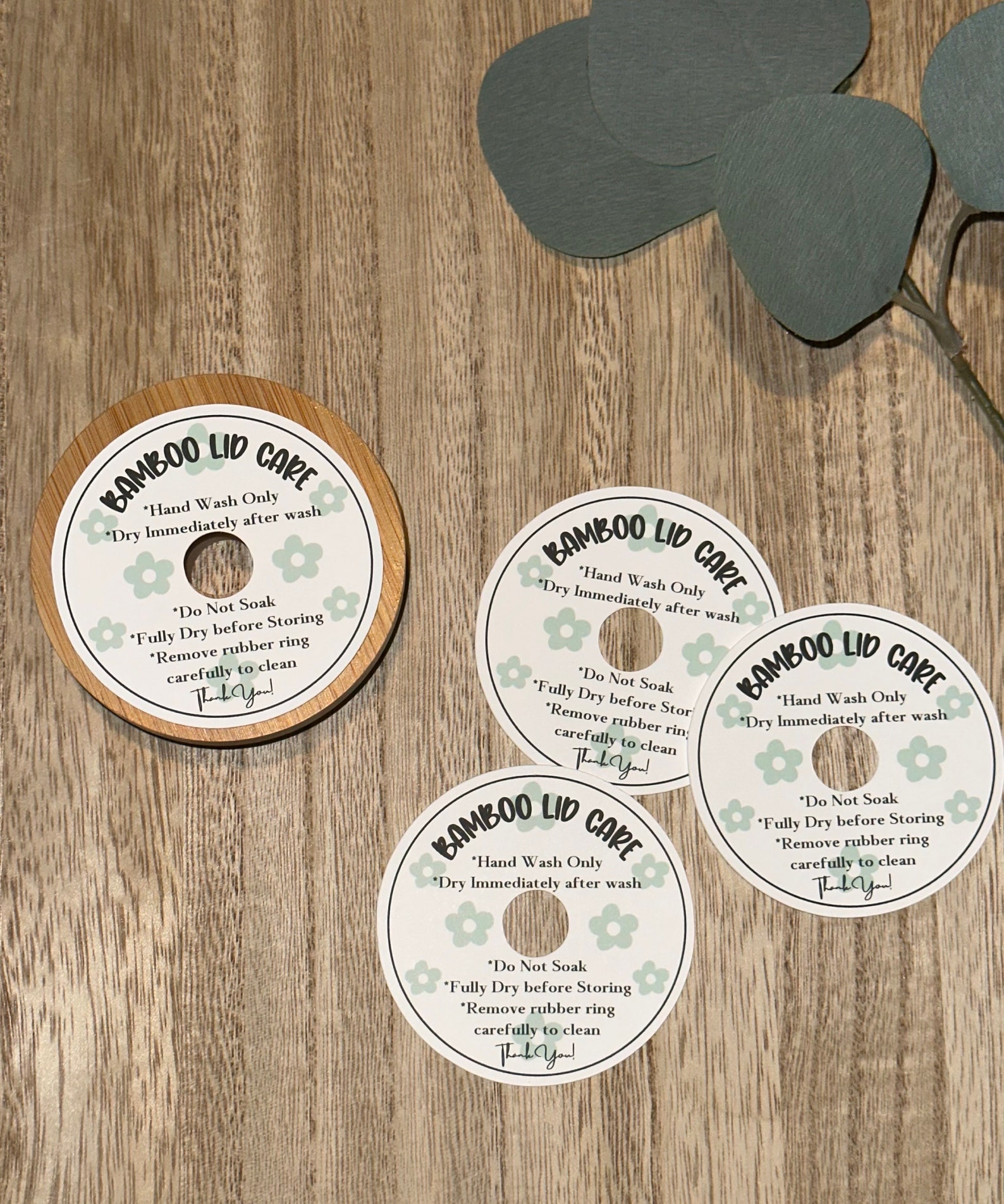 Printed Bamboo Lid Care Cards | Bamboo Lid Care Instruction Cards ...