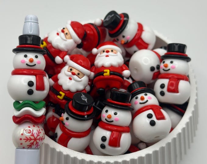 Silicone Focal for Beadable Pens, 3D Christmas Santa Focal Bead, Santa ...