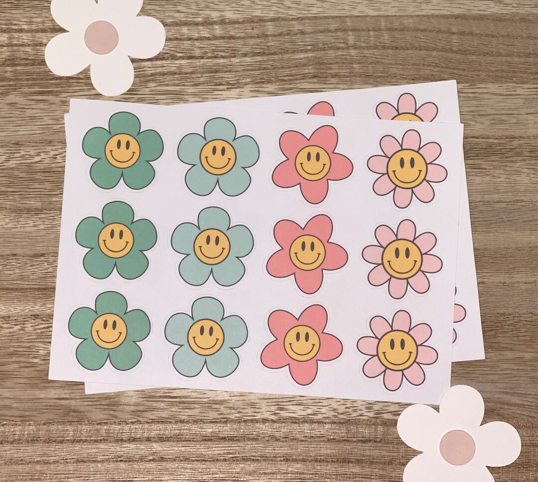 Smiley Daisy Stickers | Packaging Label Stickers | Small Business ...