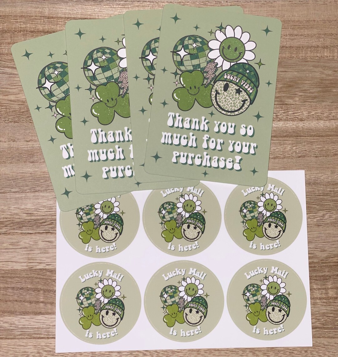 Lucky Mail Stickers, Holiday Thank You Cards, Small Business Thank You ...
