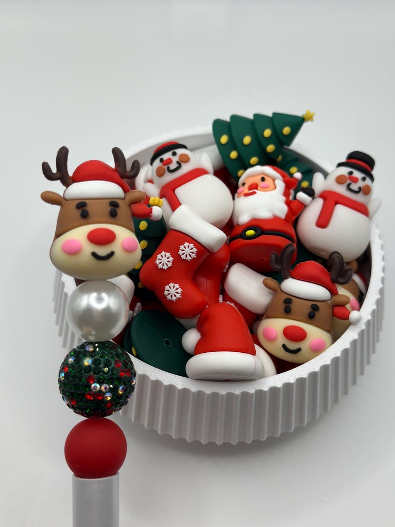 Silicone Focal for Beadable Pens, 3D Christmas Santa Focal Bead, Santa ...