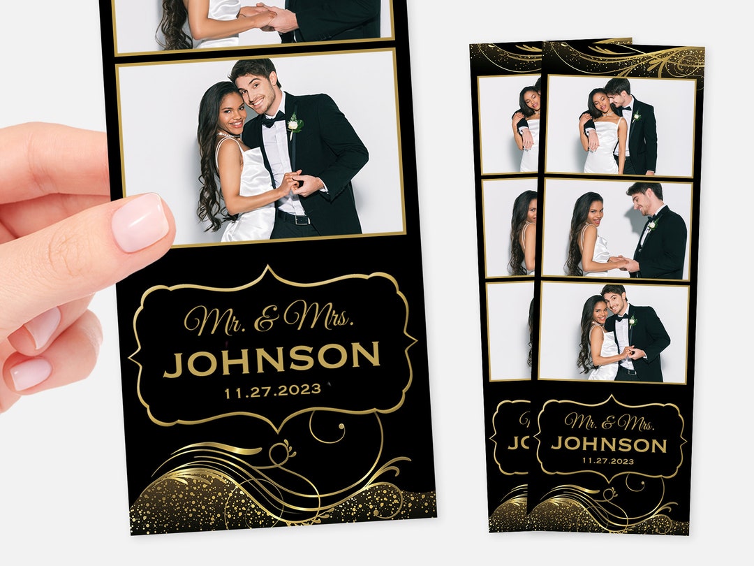 Black and Gold Photo Booth Template, Wedding Photo Booth Template, 2x6 ...