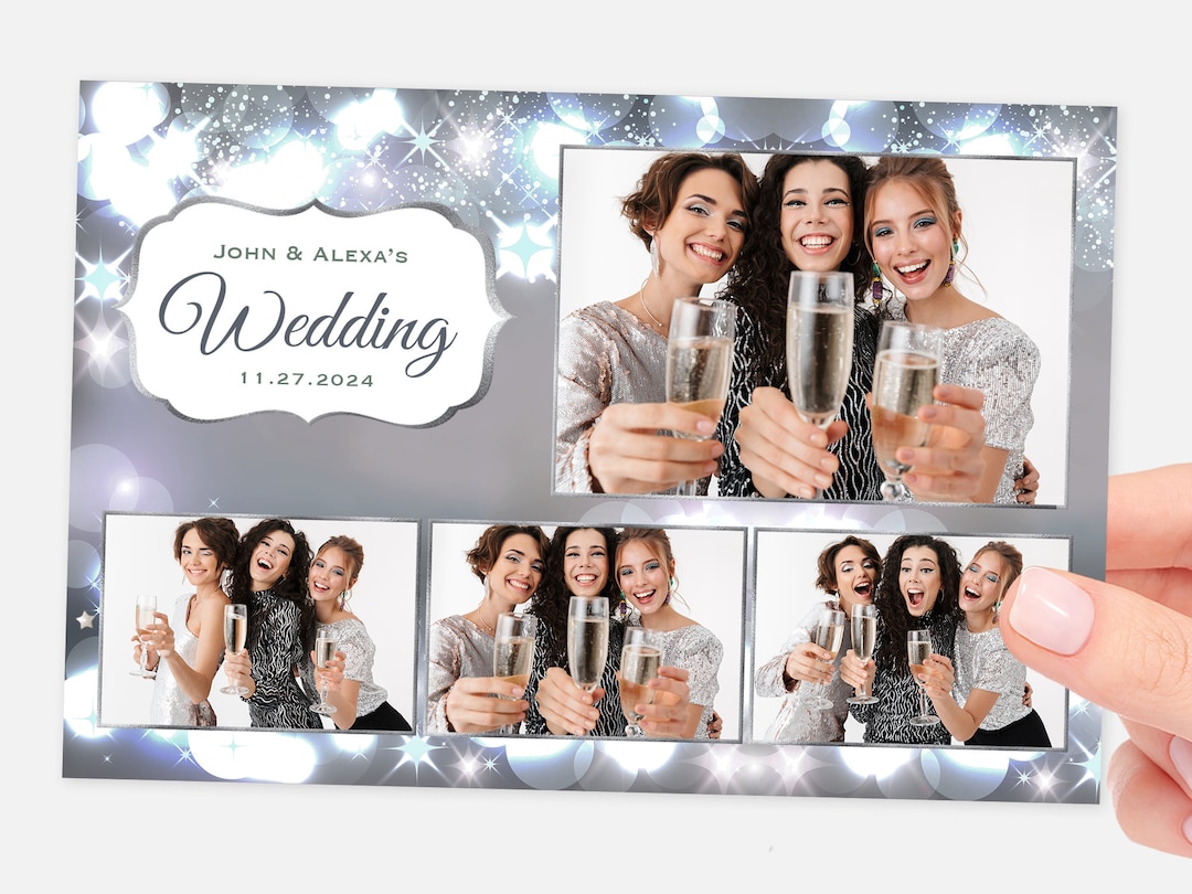 Wedding Photo Booth Template, Silver Photo Booth Template, 4x6, Sparkle ...