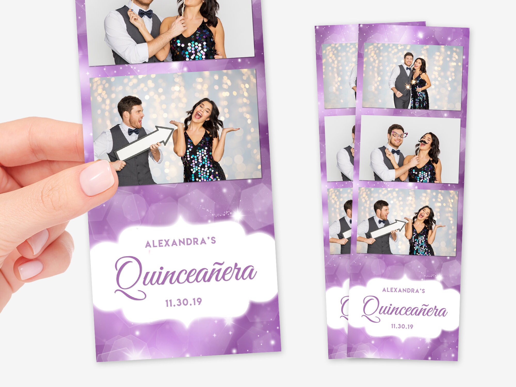 Purple Photo Booth Template Glitter Photo Booth Template | Etsy