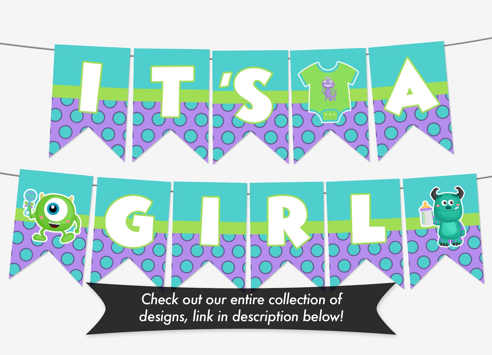 Monsters Inc. Baby Shower Props | Printable Centerpieces (digital ...