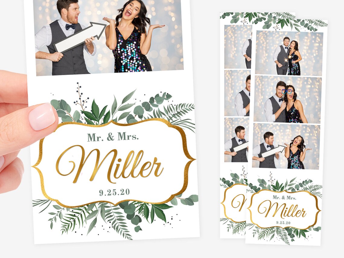 Wedding Photo Booth Template Greenery 2x6 Strip Eucalyptus Etsy