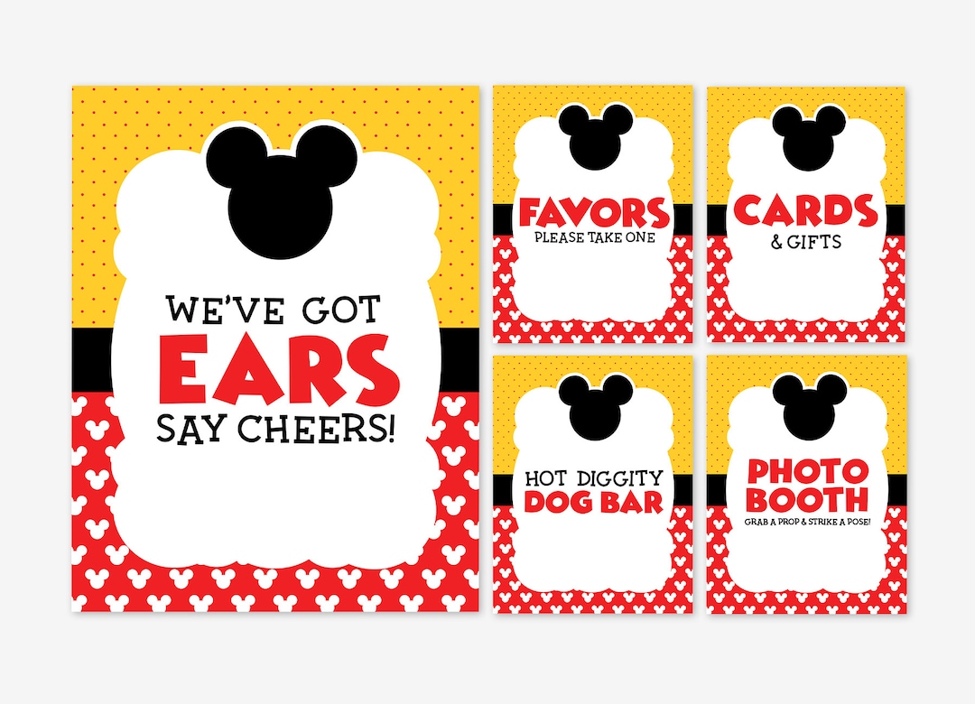 Mickey Mouse Birthday Party Signs: Photo Booth, Favors (digital ...