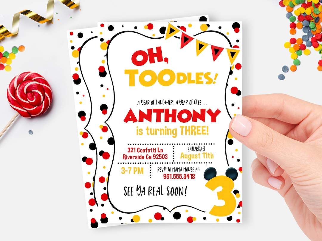Mickey Mouse 3rd Birthday Invitation | Editable Corjl Invite (digital ...