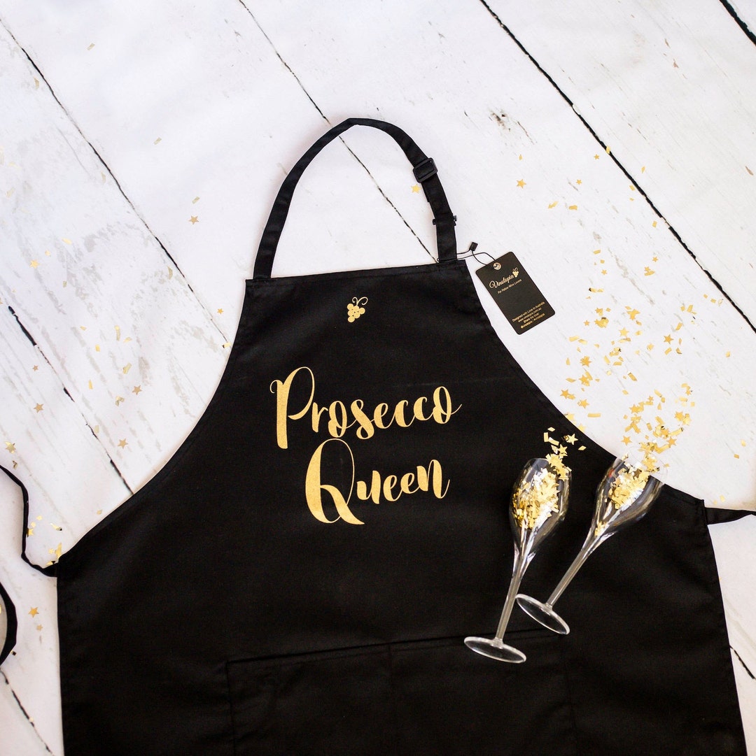 Classy Wine Lover Apron - Prosecco Queen, (rose) Gold Print, 2 Pockets ...